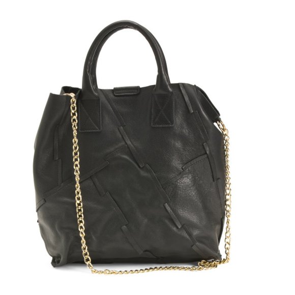 Falor | Bags | Falor Italy Leather North South Stitch Tote With Chain ...